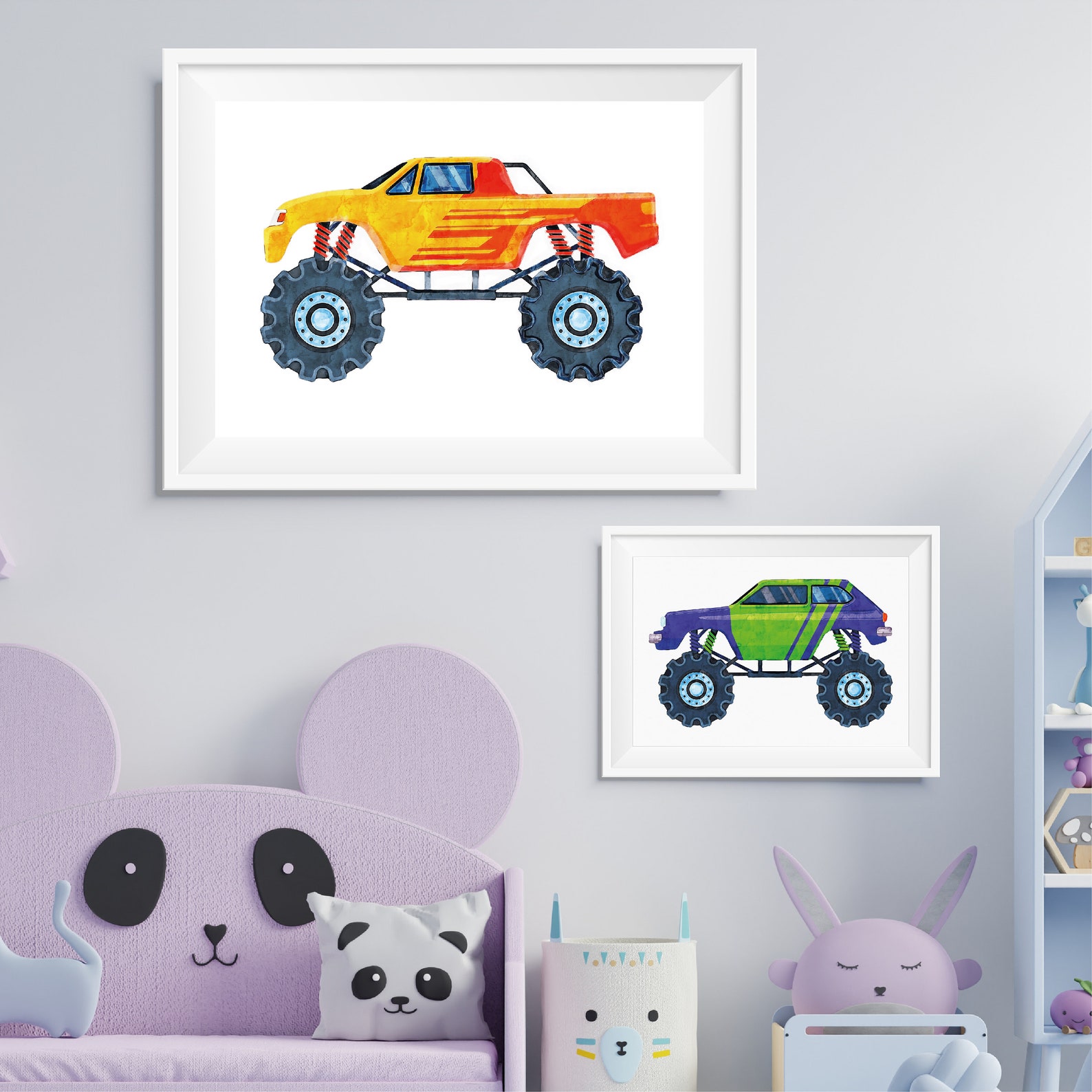 Monster Truck Poster, Vehicle Prints, Toddler Vehicle Decor, Wall Art ...