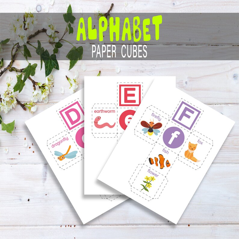 3D Alphabet Block, Digital ABC Cube, Printable PDF Educational Toy for ...