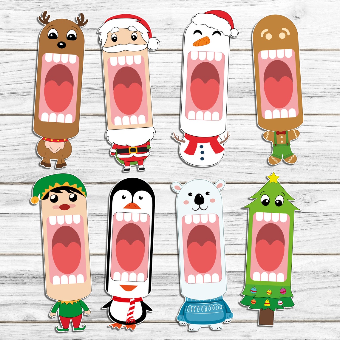 Christmas Character Paper Printable Hand Puppets, Instant Download ...