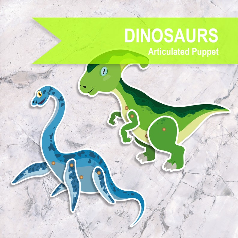 DINOSAUR Articulated Puppets, Printable Paper Doll, DIY Craft Kit, Toys ...