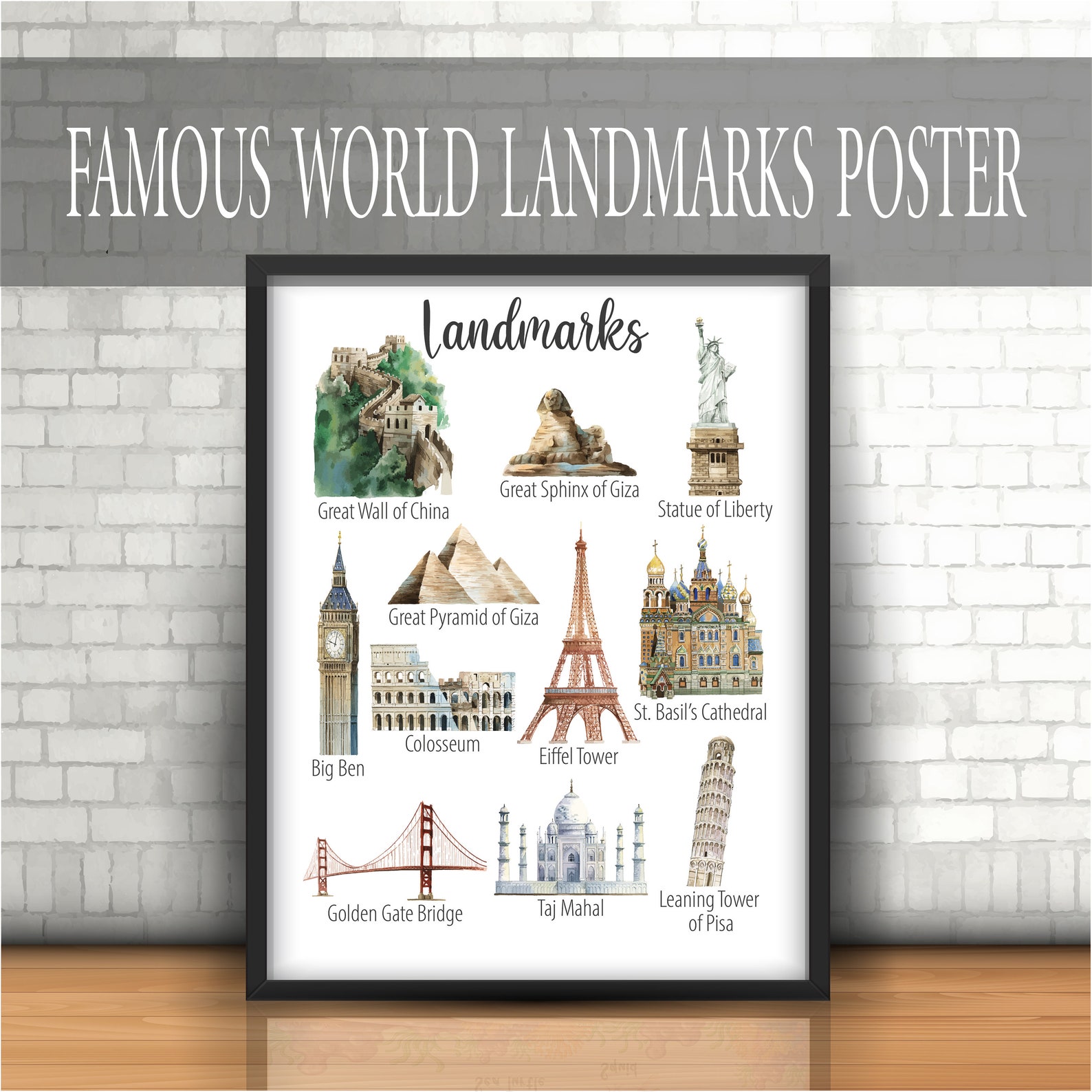 Famous Landmarks in the World Poster, Downloadable Prints, Montessori ...