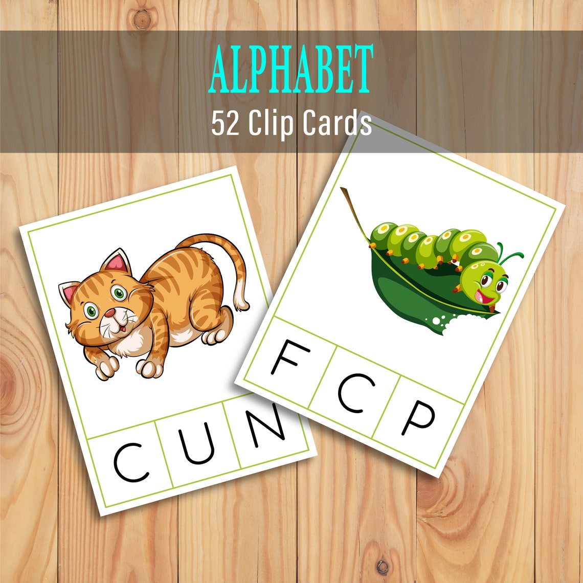 ALPHABET Clip Cards, Letters Recognition, Printable Montessori Flash ...