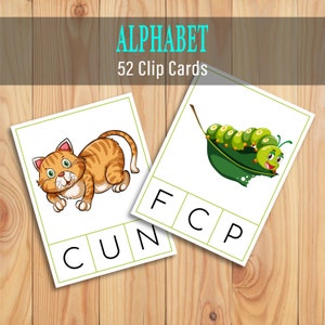 ALPHABET Clip Cards, Letters Recognition, Printable Montessori Flash ...