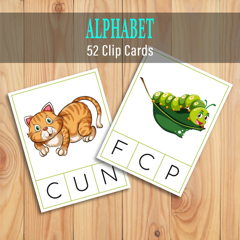 ALPHABET Clip Cards, Letters Recognition, Printable Montessori Flash ...
