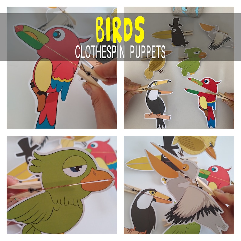 Bird Clothespin Puppet: Printable Paper Craft Game (digital Download ...