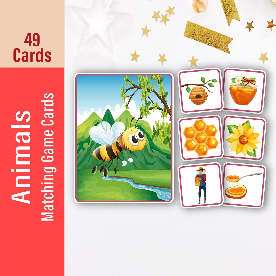 Animals Matching Game Cards , Montessori Toddler Matching Game Cards ...