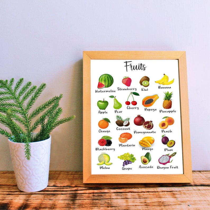 Fruit Chart Poster Educational Decor Printable Digital - Etsy