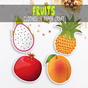 Fruits Clothespin Paper Printable Puppet, Game Toy for Kids, Learning ...
