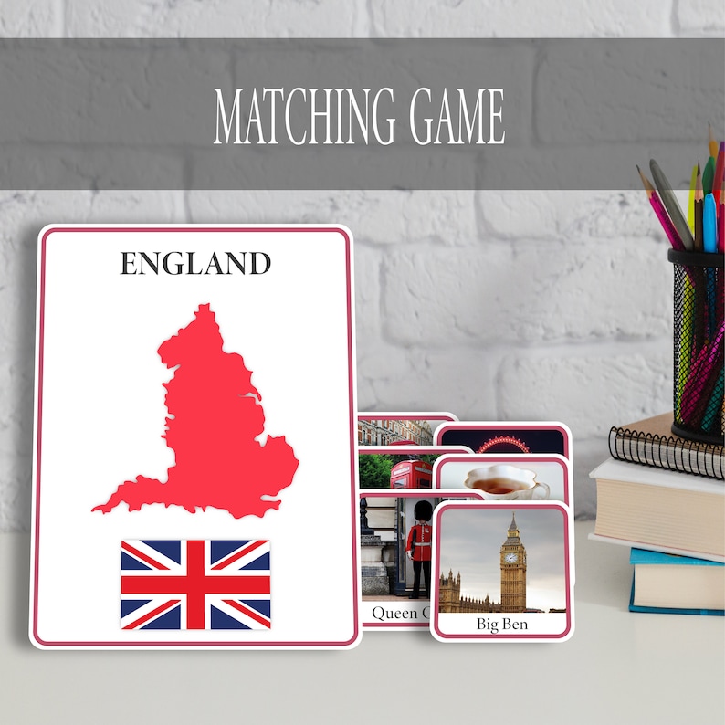 European Countries Matching Game Cards: Montessori Learning (printable ...