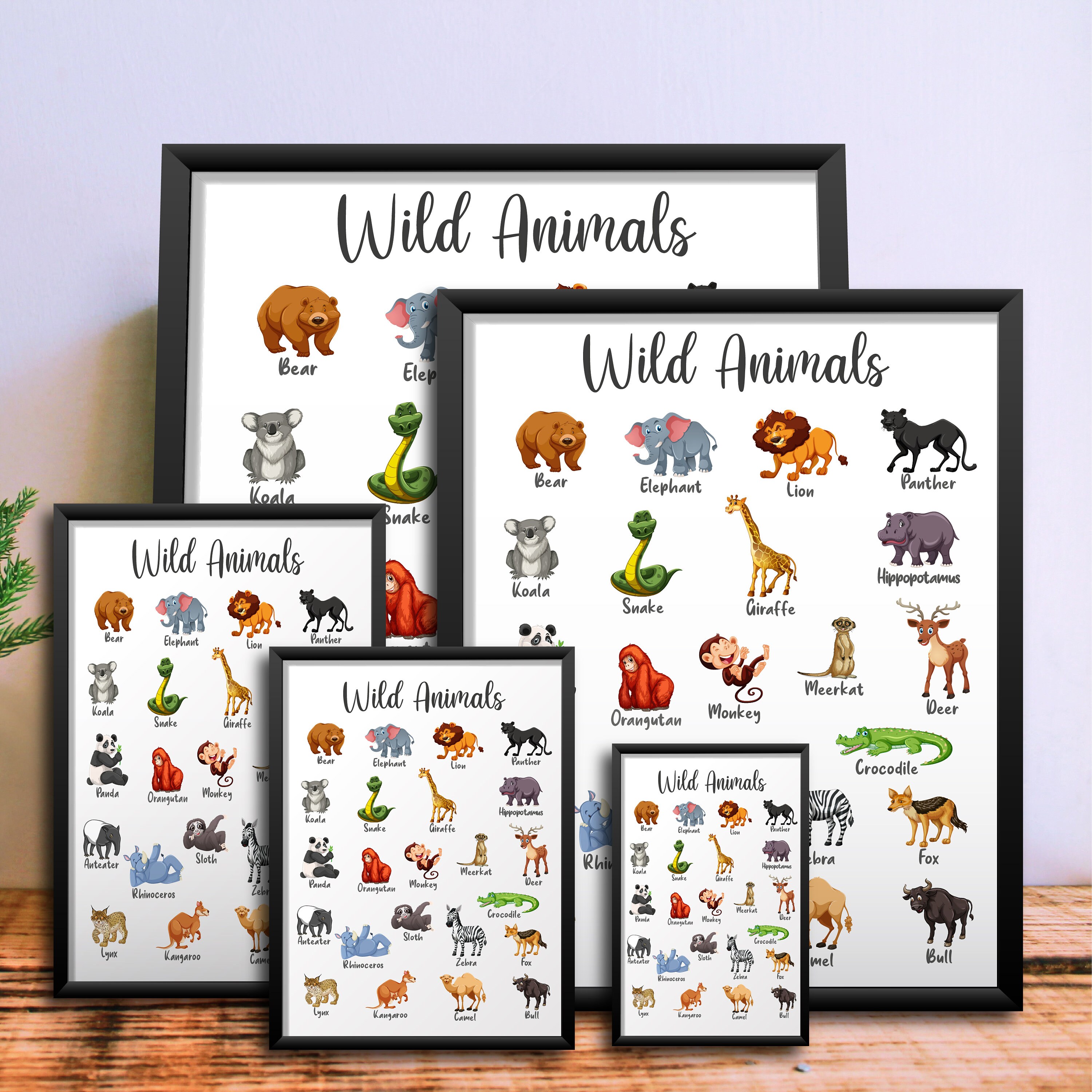 Wild Animal Poster Printable Safari Woodland Animal Art - Etsy UK
