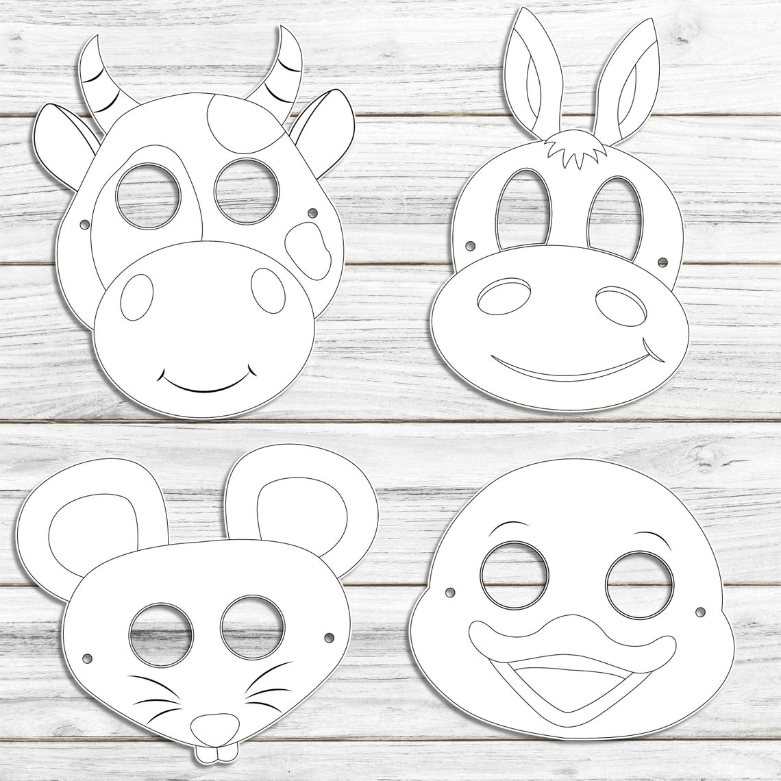 Farm Animal Masks: Printable Kids Birthday Party Crafts (PDF) - Etsy Canada