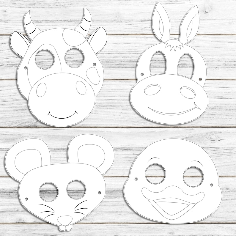 Farm Animal Masks: Printable Kids Birthday Party Crafts (PDF) - Etsy