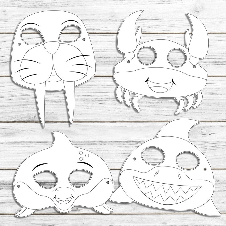 Sea Animal Masks: Printable Ocean Party Costume (PDF) - Etsy