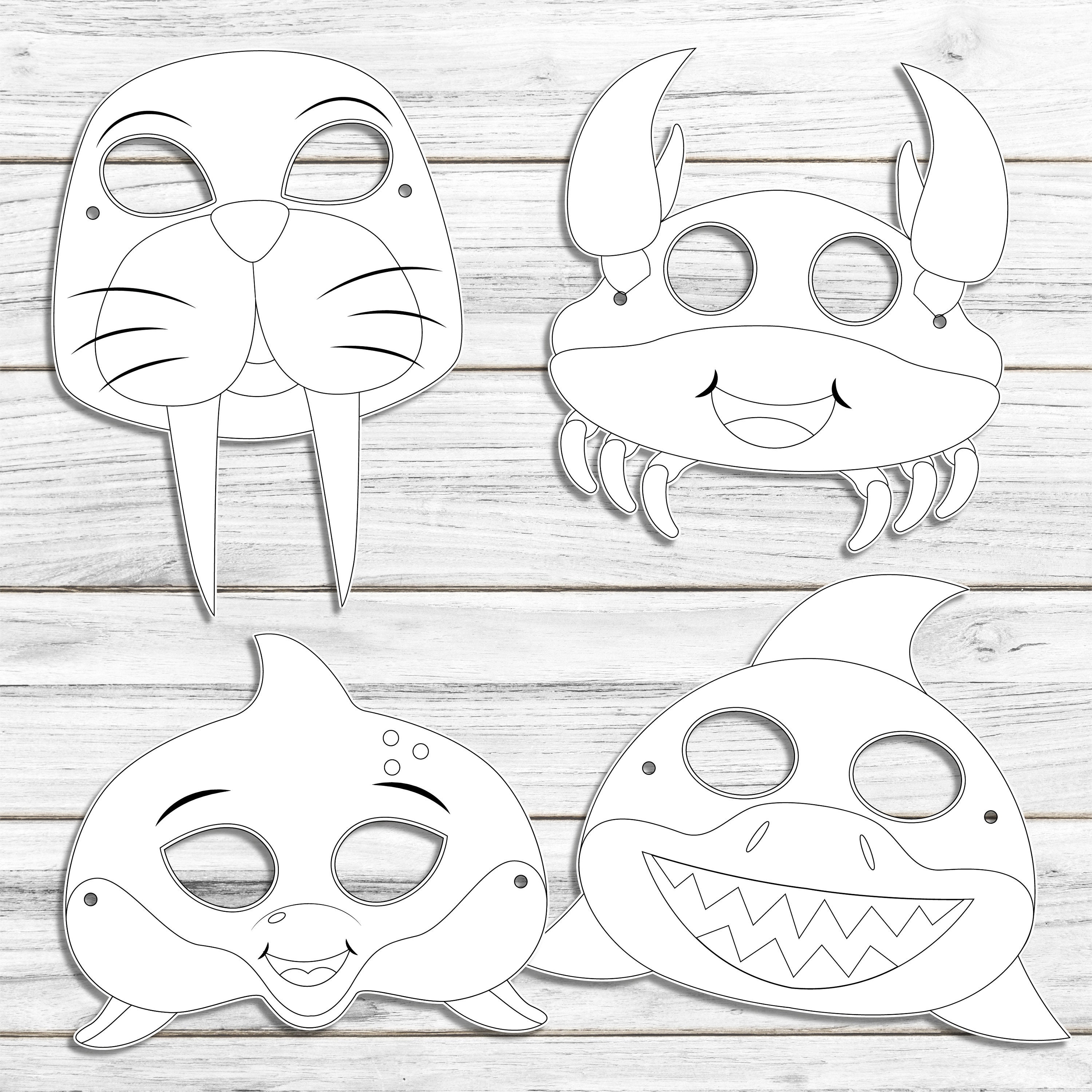 Sea Animal Masks: Printable Ocean Party Costume (PDF) - Etsy