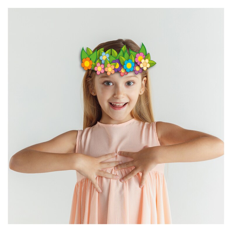 Paper Flower and Bug Printable Crown Kids Crafts Hats, Flower Headband ...