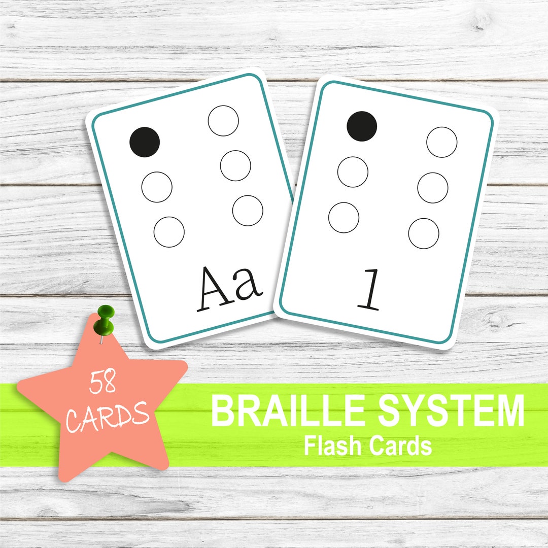 BRAILLE ALPHABET SYSTEM Printable Flash Cards, Montessori Cards, Flash ...