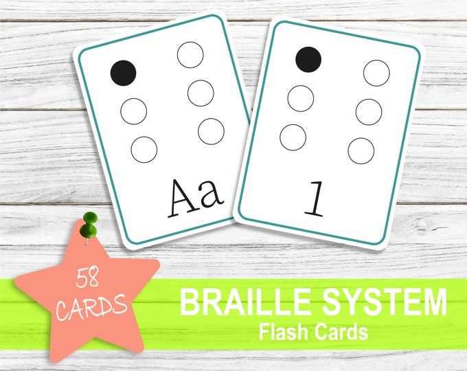 BRAILLE ALPHABET SYSTEM Printable Flash Cards Montessori - Etsy
