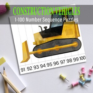 VEHICLES Sequence Puzzle Printable Number Counting Puzzle Toddler Busy ...