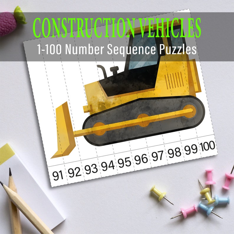 VEHICLES Sequence Puzzle Printable Number Counting Puzzle Toddler Busy ...