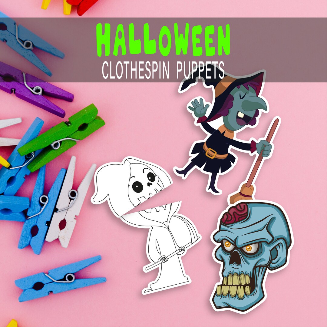 Halloween Clothespin Puppets Printable Toddler Busy Book, Montessori ...