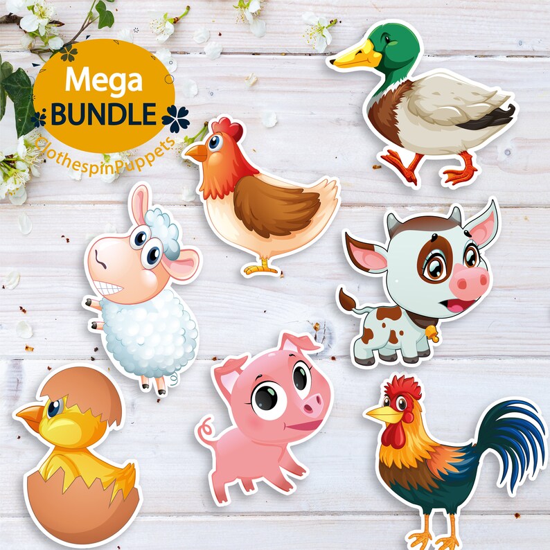 Animal Printable Clothespin Puppet Set, Paper Craft for Kids and Puppet ...