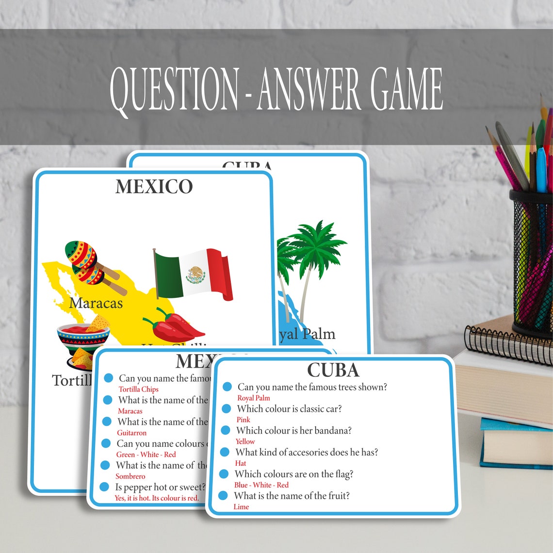 Countries Question-answer Game Cards, Montessori Toddler Game Cards for ...