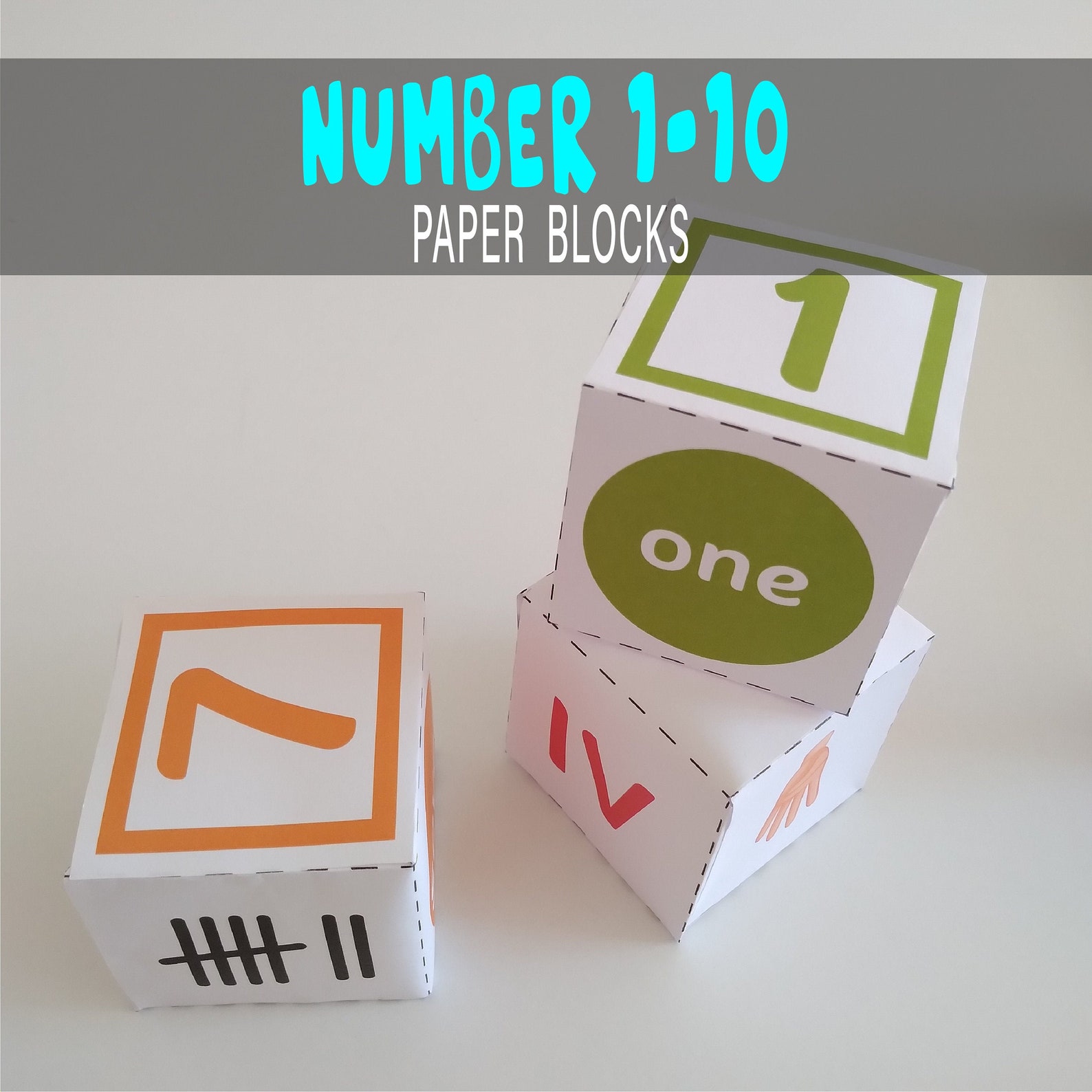 NUMBER 1-10 Paper Block Printable Cube Math Activity Learn | Etsy