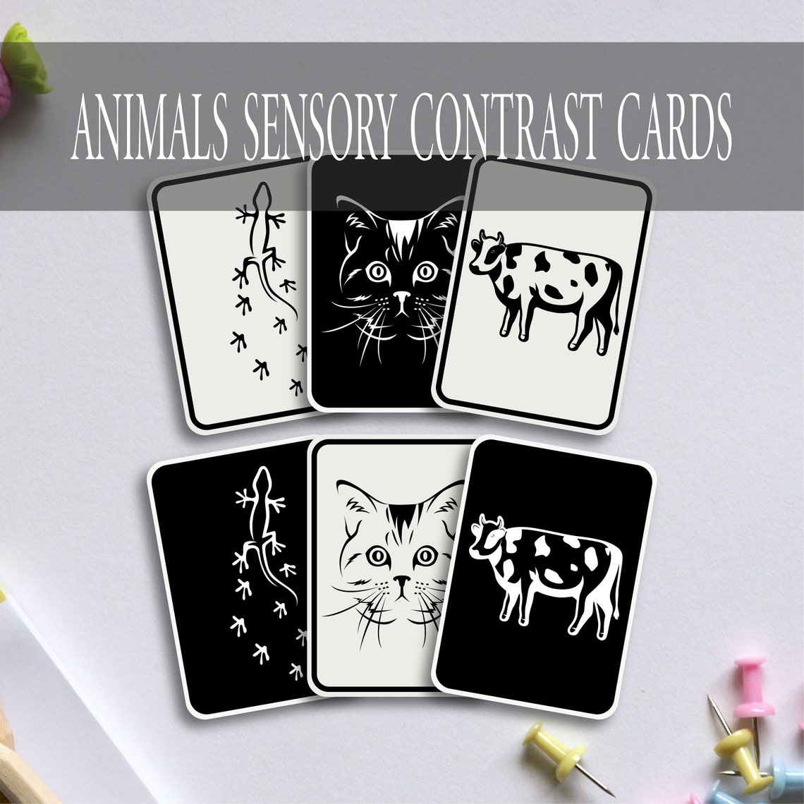 Animals High Contrast Baby Cards Baby Contrast Cards for - Etsy