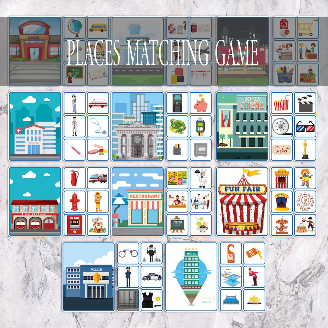 Places Matching Game Cards: Montessori Toddler Learning (PDF) - Etsy