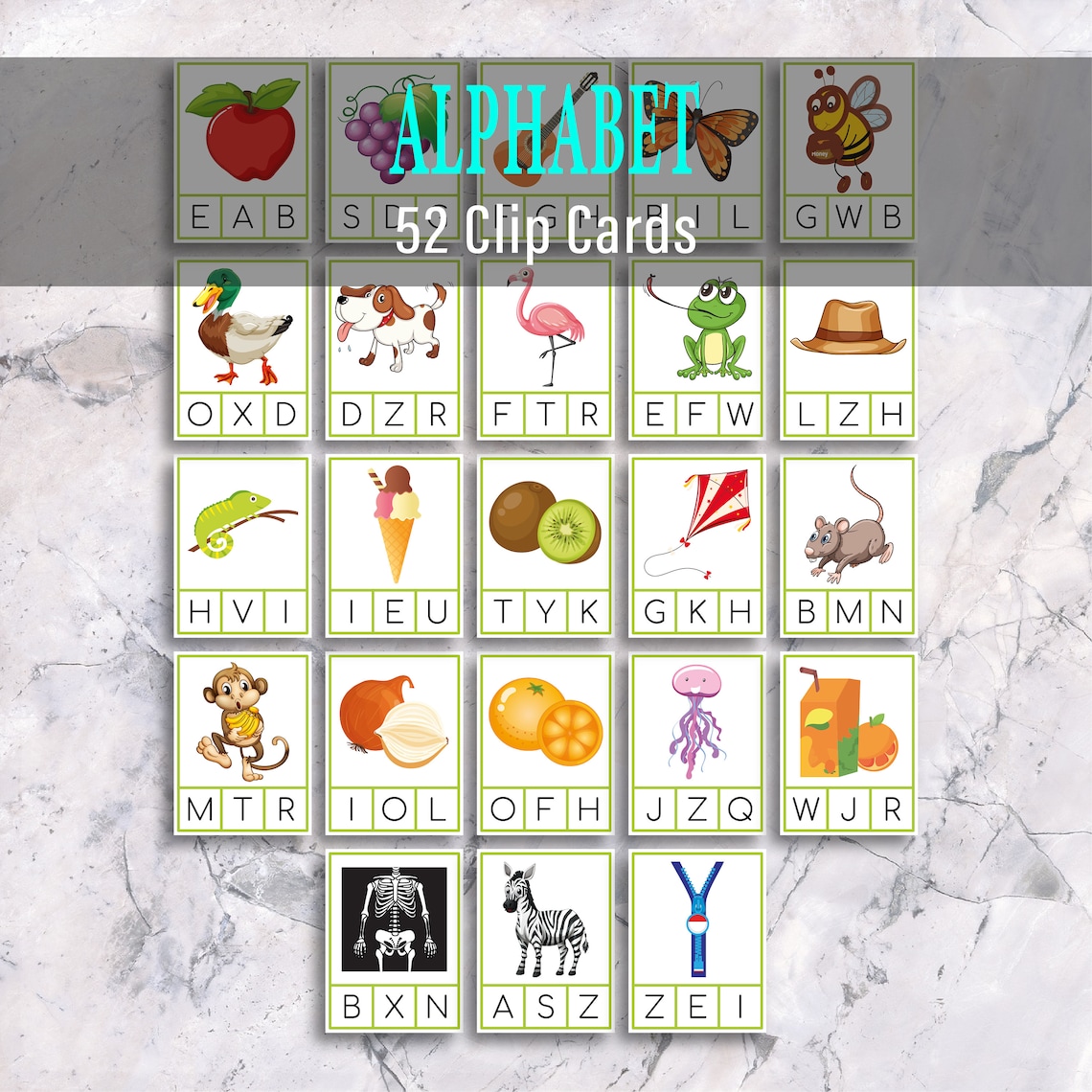 ALPHABET Clip Cards, Letters Recognition, Printable Montessori Flash ...