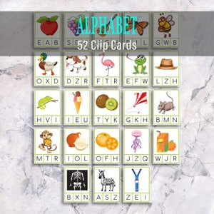 ALPHABET Clip Cards, Letters Recognition, Printable Montessori Flash ...