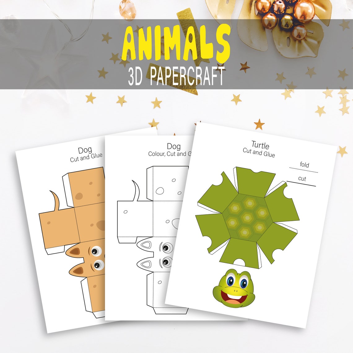 3D Animals Paper Puppet Printable Toddler Busy Book, Montessori Paper ...