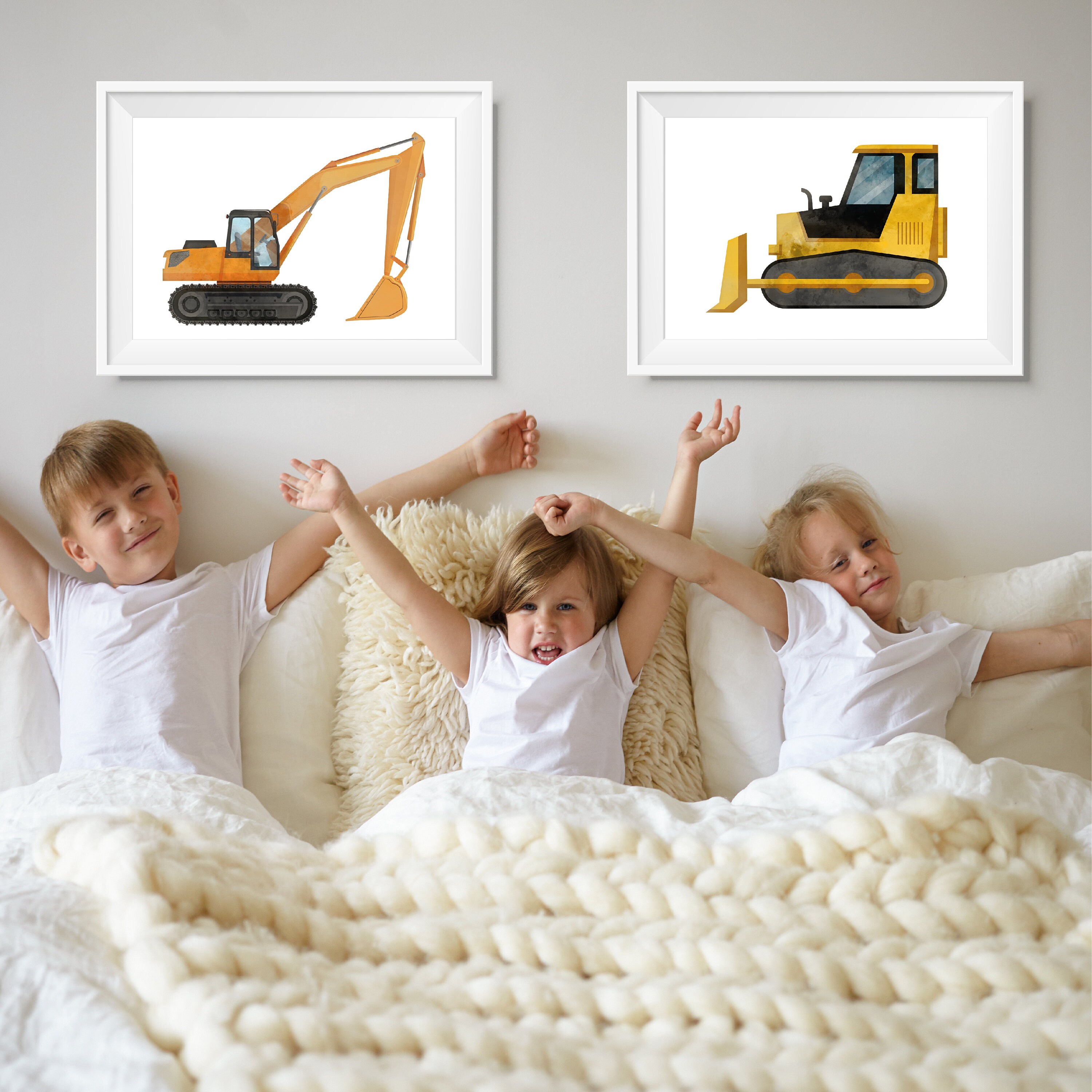 Excavator Poster, Construction Vehicle Prints, Toddler Vehicle Decor ...