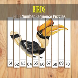 BIRD Sequence Puzzle, Printable Number Counting Puzzle, Preschool ...