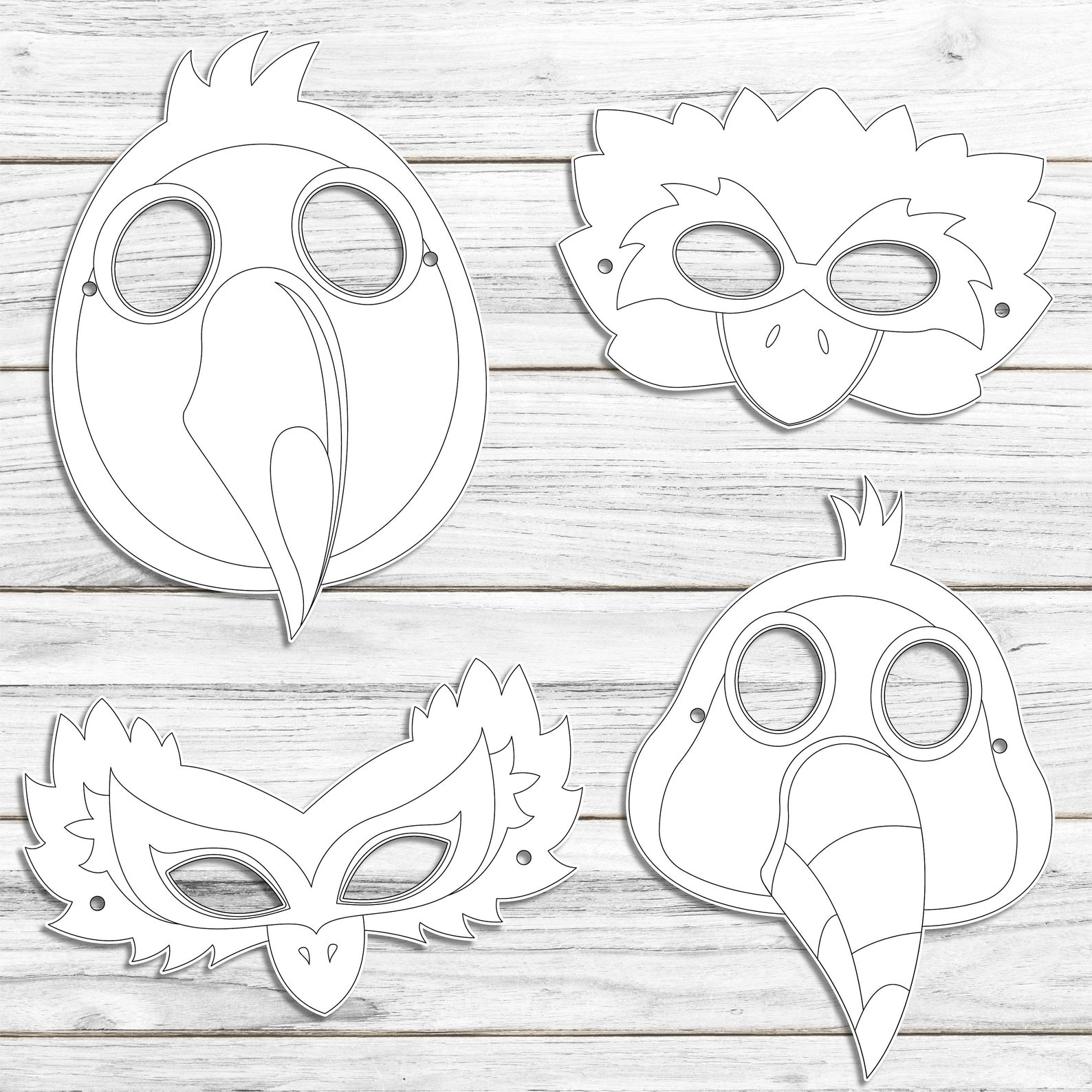 Bird Mask Printable: Kids Party Costume, Coloring Sheet (PDF Download ...