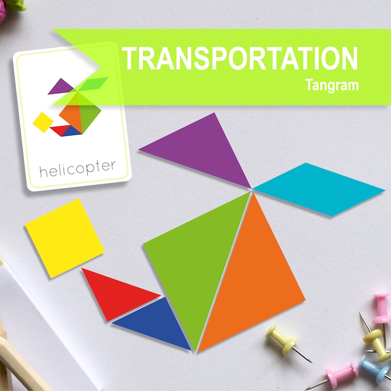 Transportation Tangram Puzzles: Montessori Vehicle Flash Cards (PDF) - Etsy