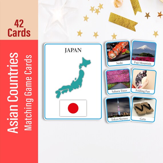 Asian Countries Matching Game Cards Montessori Toddler | Etsy