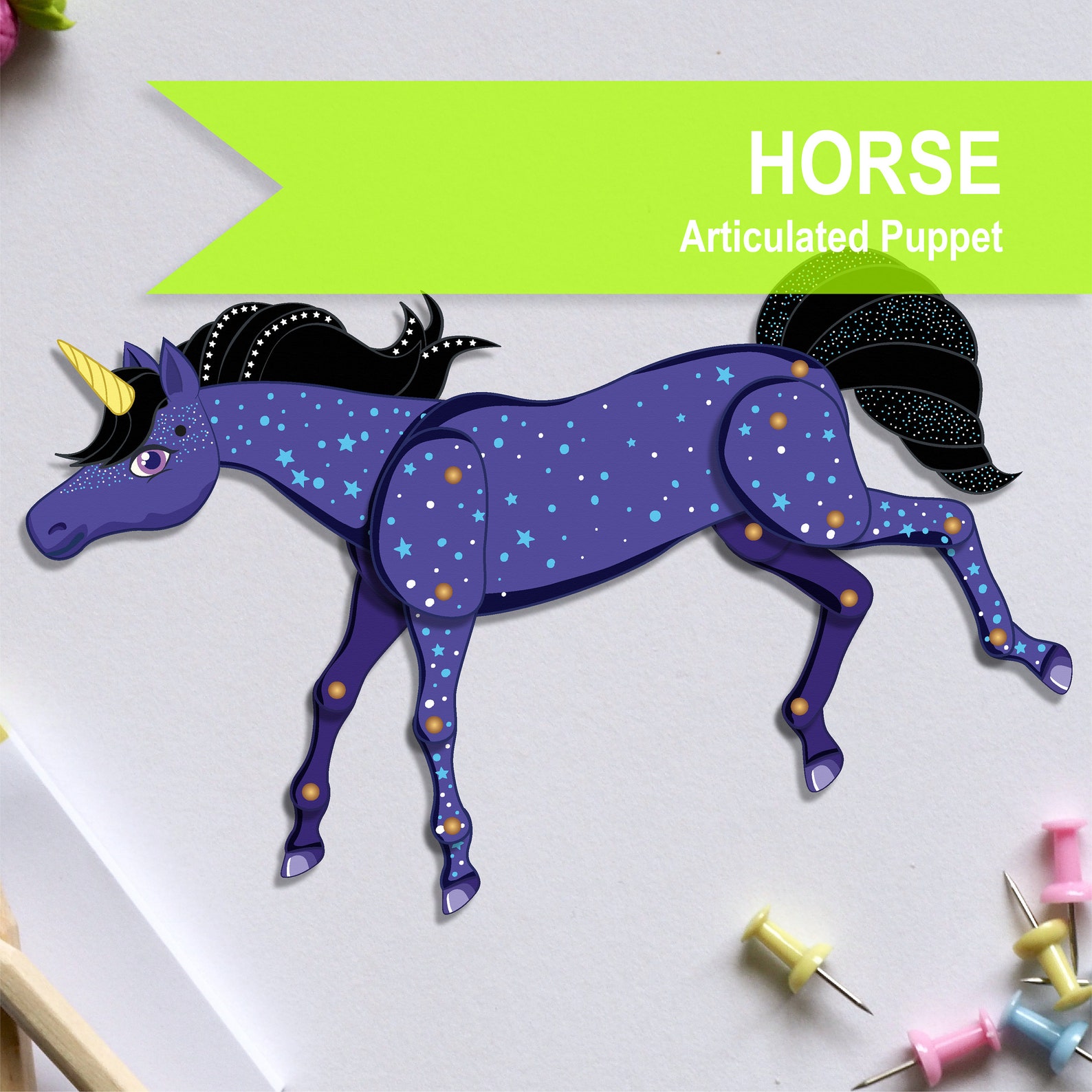 Articulated Horse Puppet: Printable Montessori Paper Craft (PDF Pattern ...