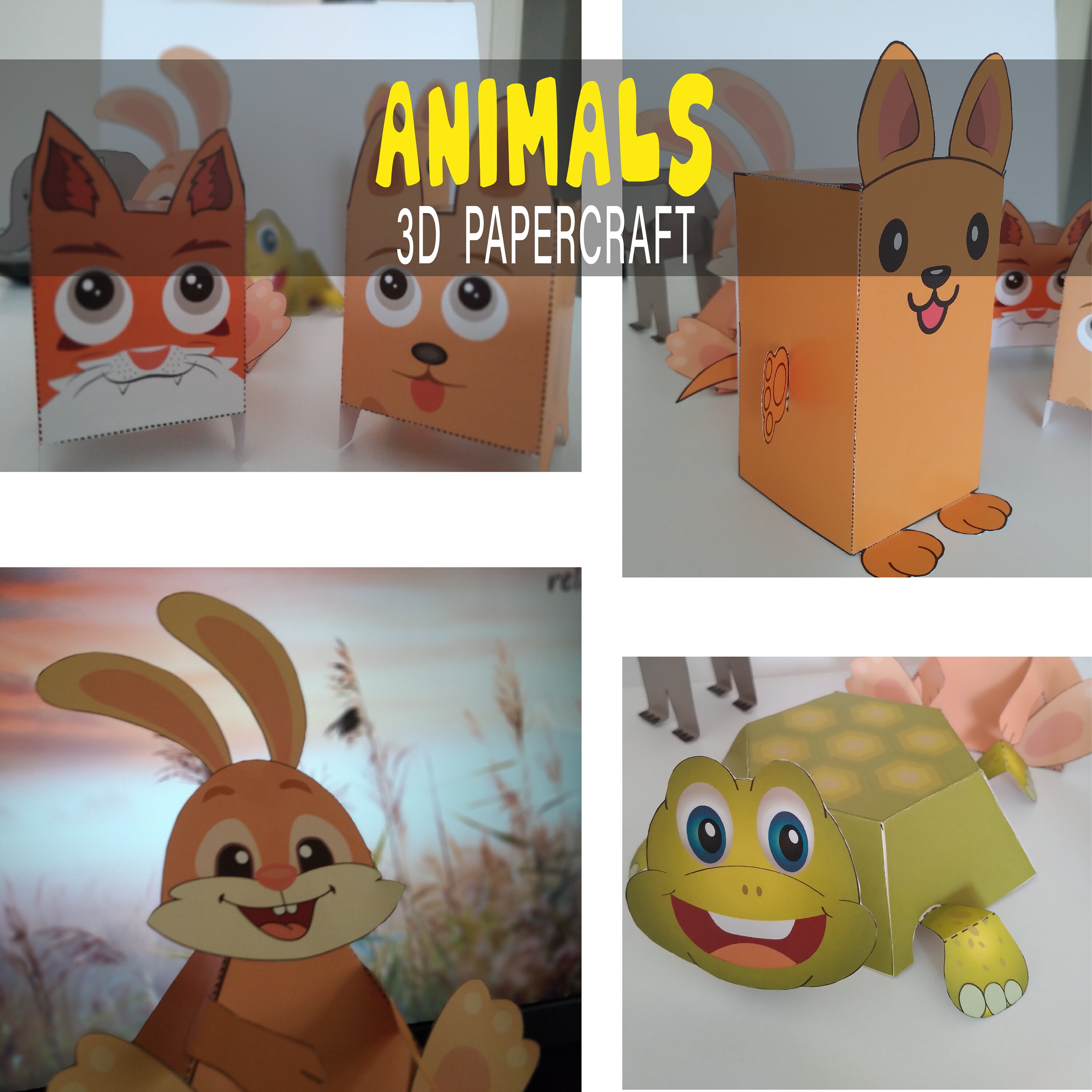 3D Animals Paper Puppet Printable Toddler Busy Book, Montessori Paper ...