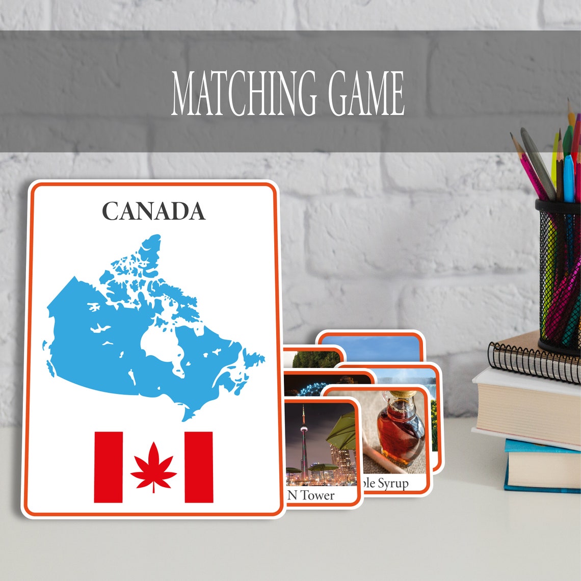 American Countries Matching Game Cards , Montessori Toddler Matching ...