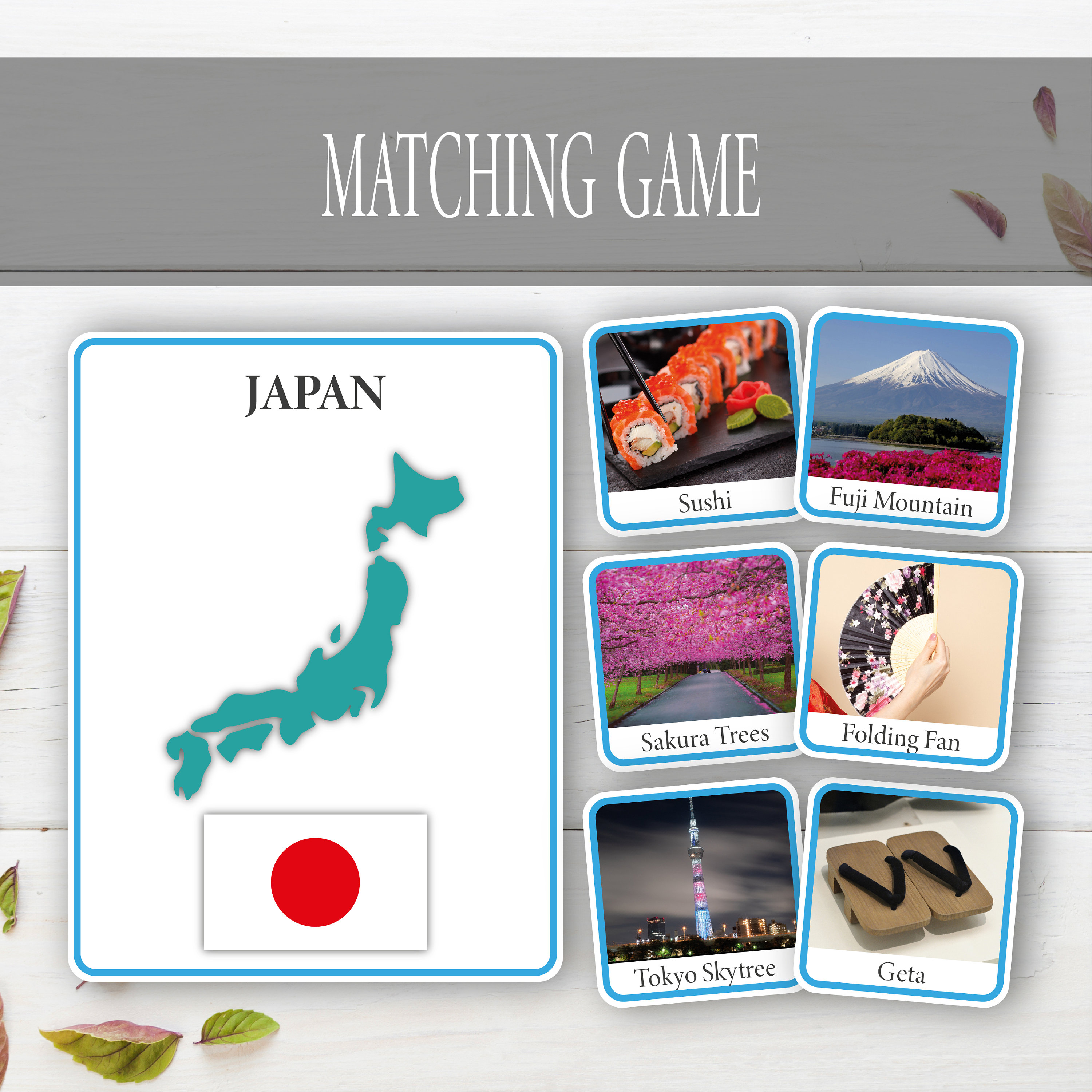Asian Countries Matching Game Cards , Montessori Toddler Matching Game ...