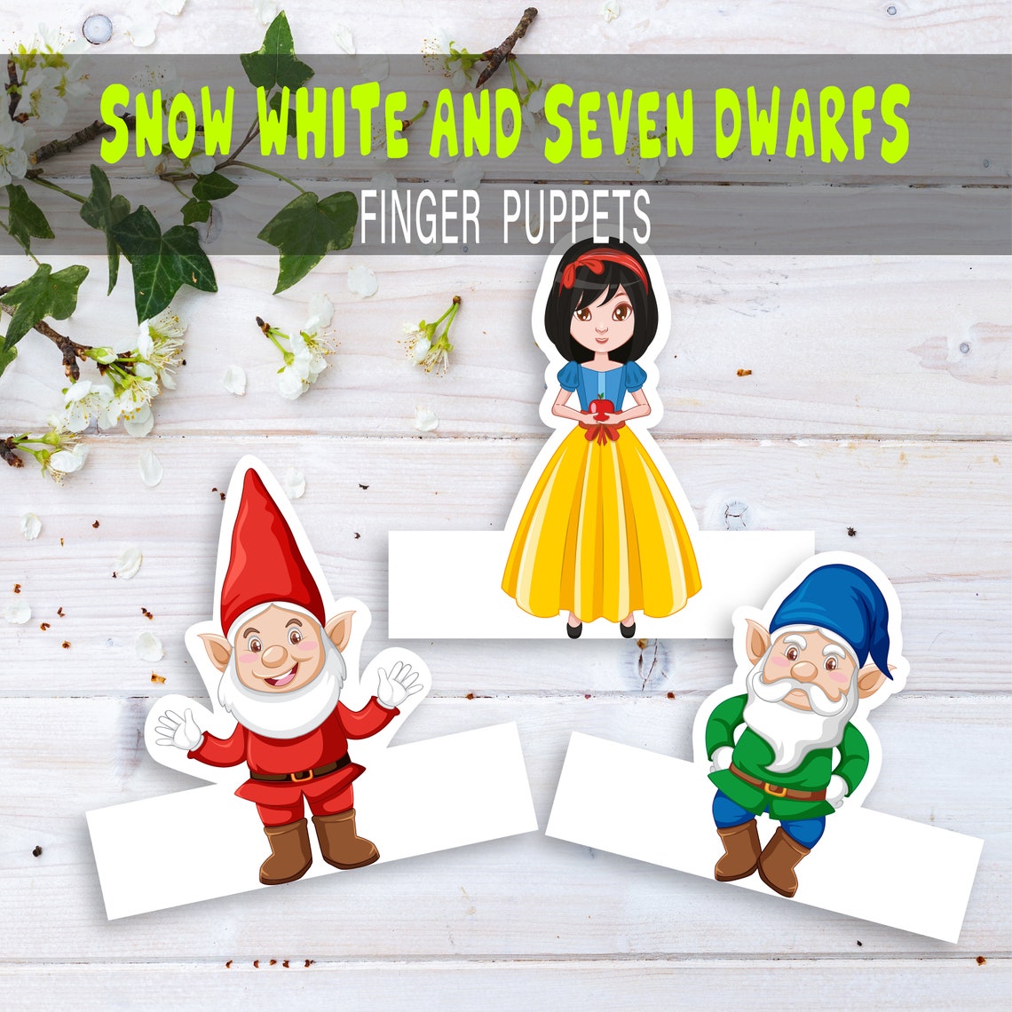 Snow White and Seven Dwarfs Finger Puppets, Printable Paper Crafts ...