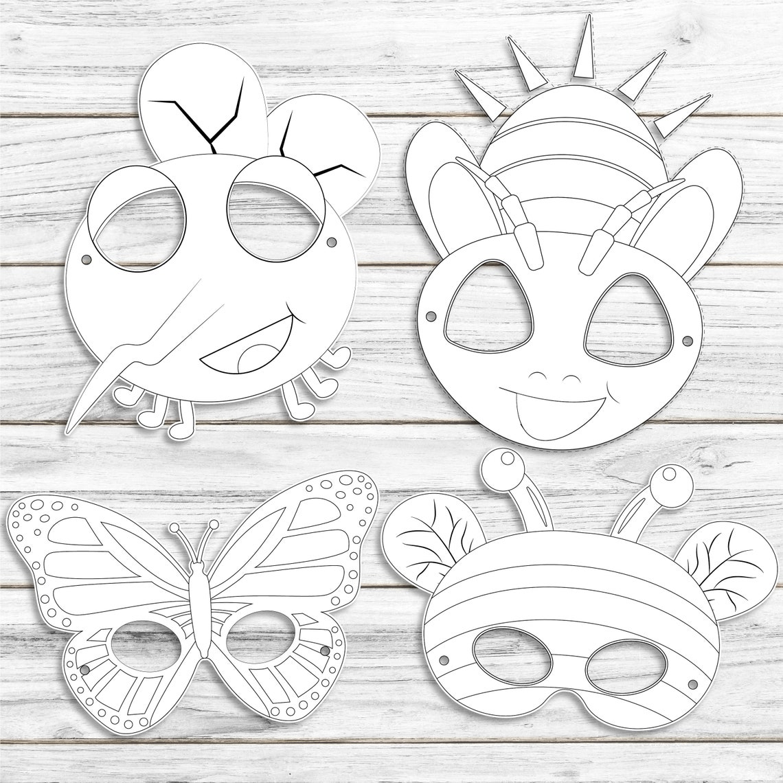 BUG Insect Masks, Animal Printable Paper Mask, Kid Party Mask ...
