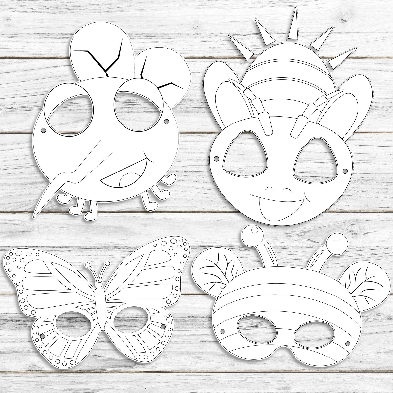 BUG Insect Masks, Animal Printable Paper Mask, Kid Party Mask, Halloween Costume, Printable ...
