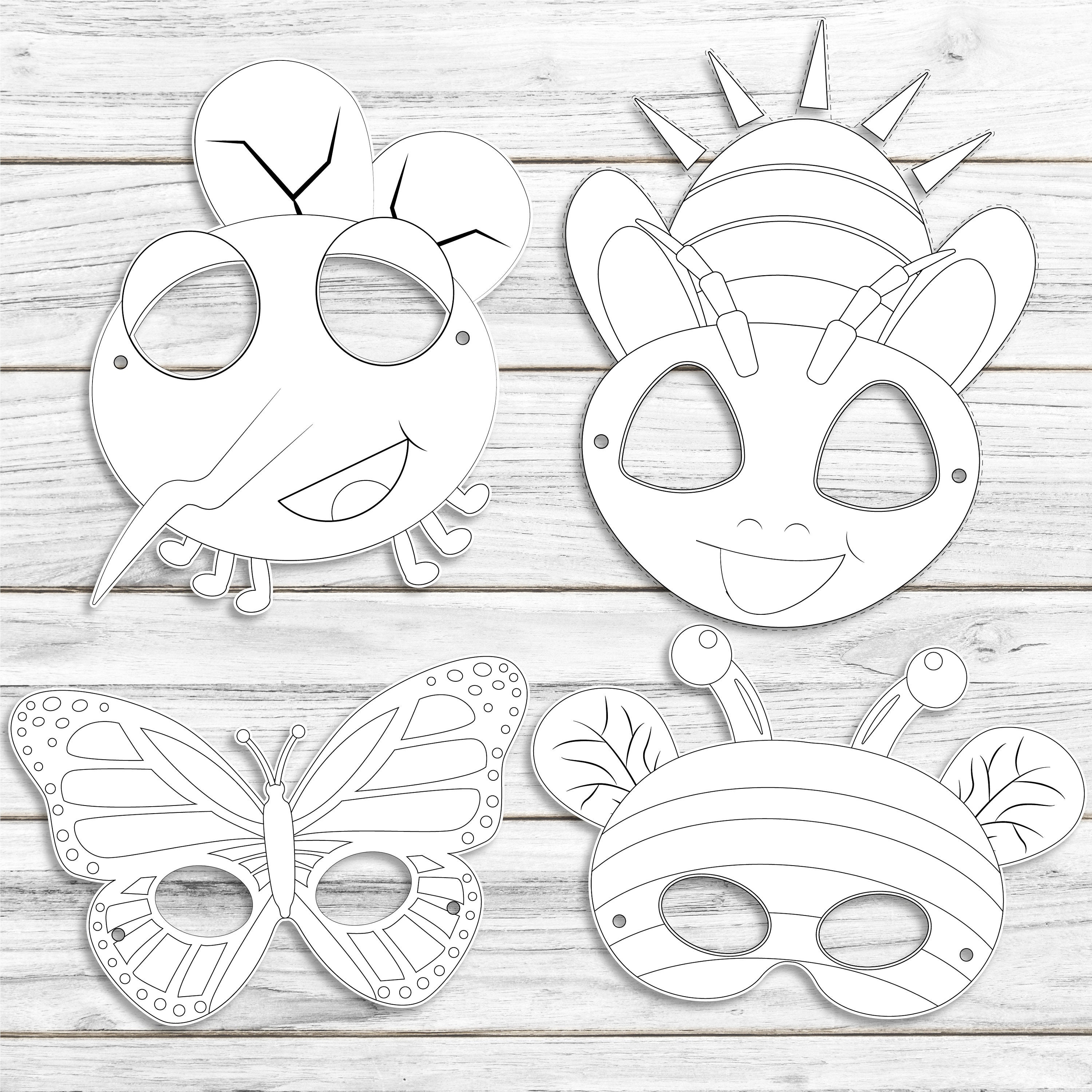 BUG Insect Masks, Animal Printable Paper Mask, Kid Party Mask ...