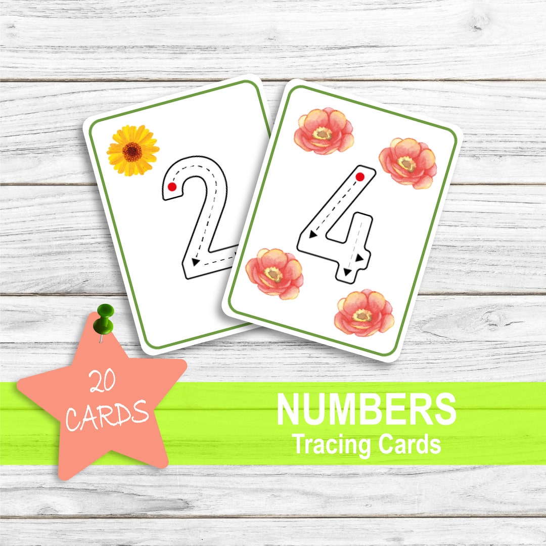 NUMBERS 1-20 Tracing and Counting Printable Flashcards - Etsy
