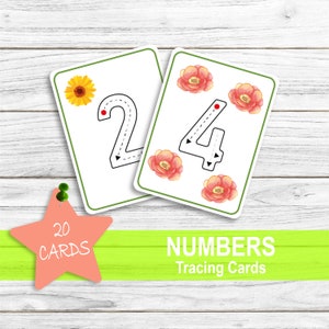 NUMBERS (1-20) Tracing and Counting Printable Flashcards, Montessori ...