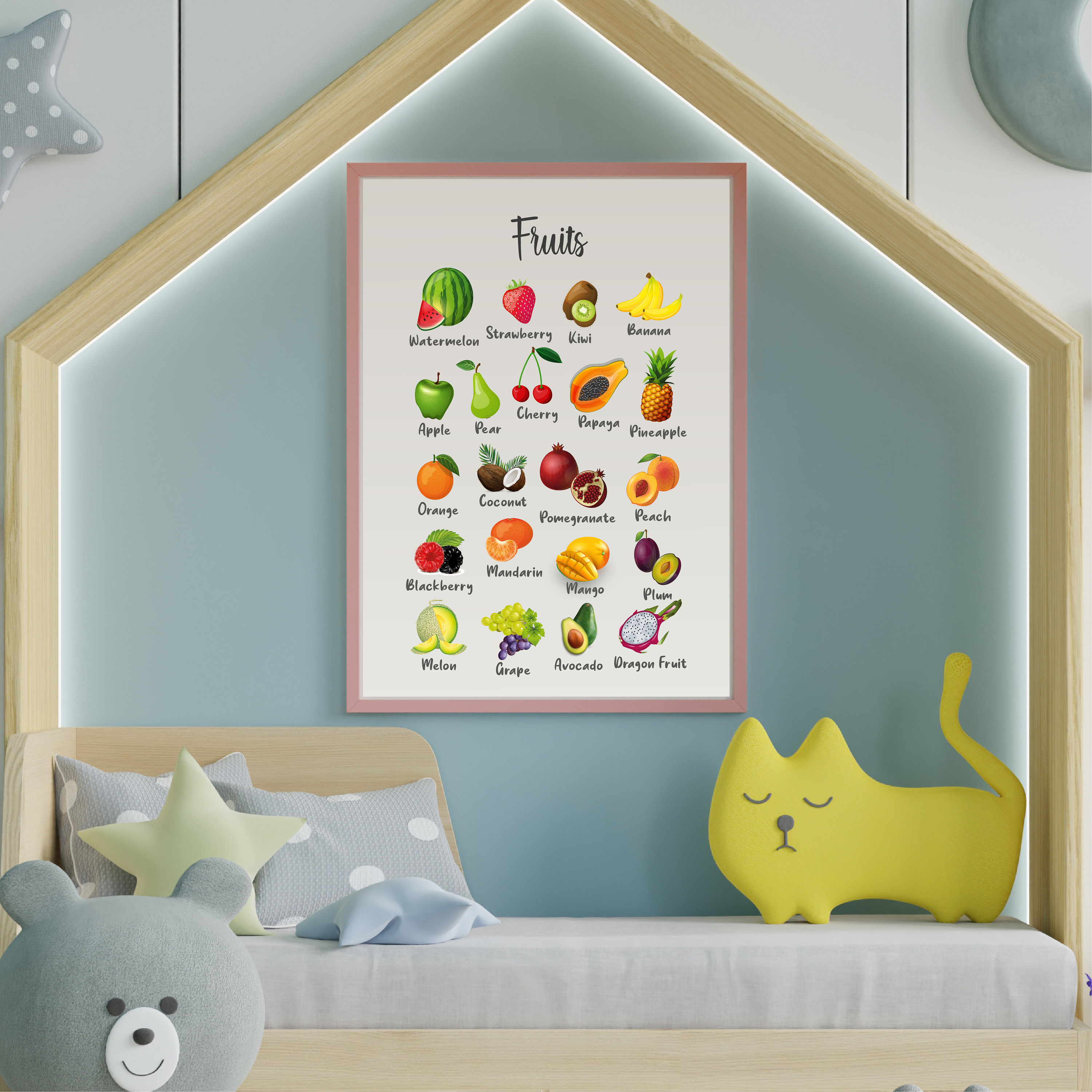 Fruit Chart Poster, Educational Decor Printable, Digital Prints ...