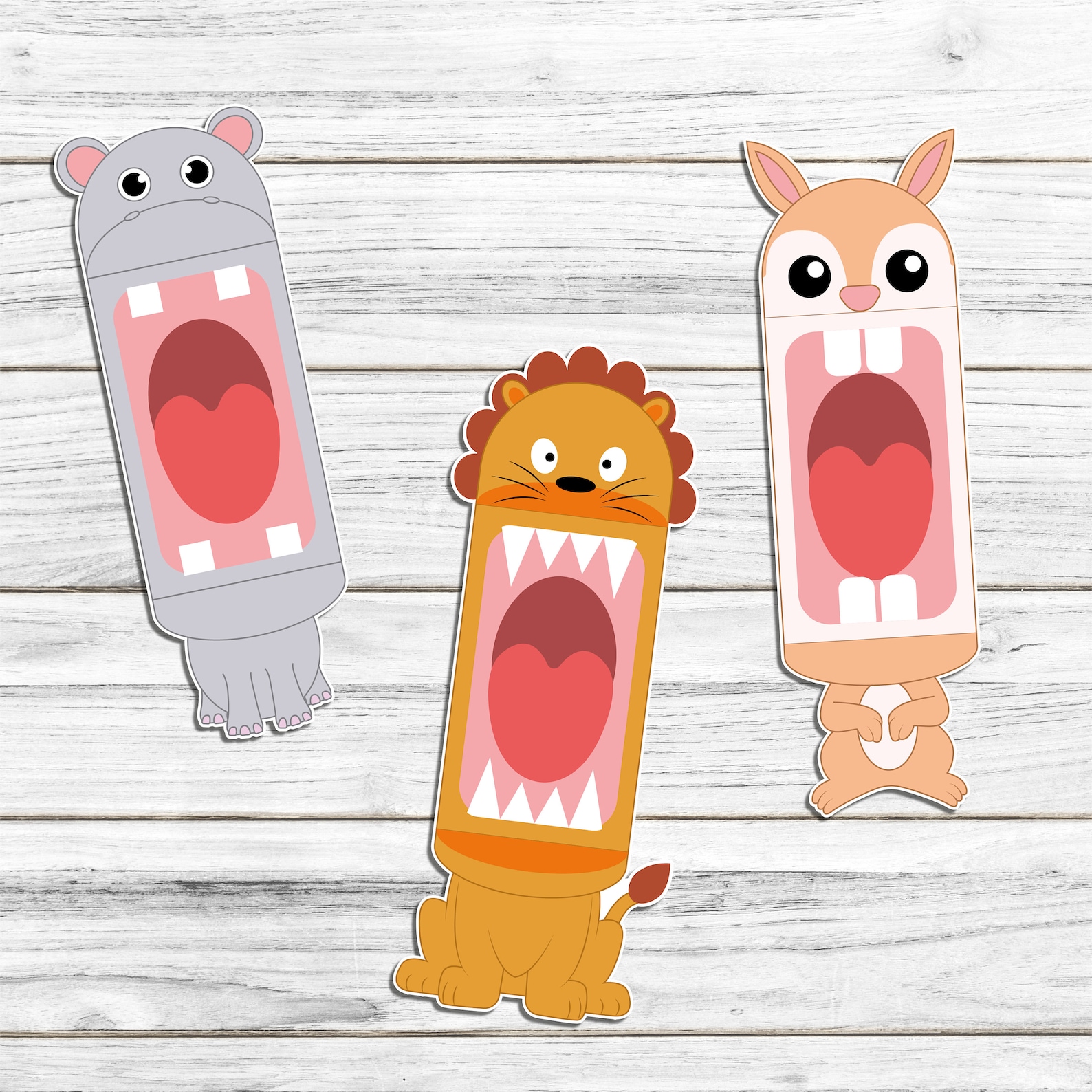 Wild Animal Paper Hand Puppet: DIY Craft & Coloring Page (digital File ...