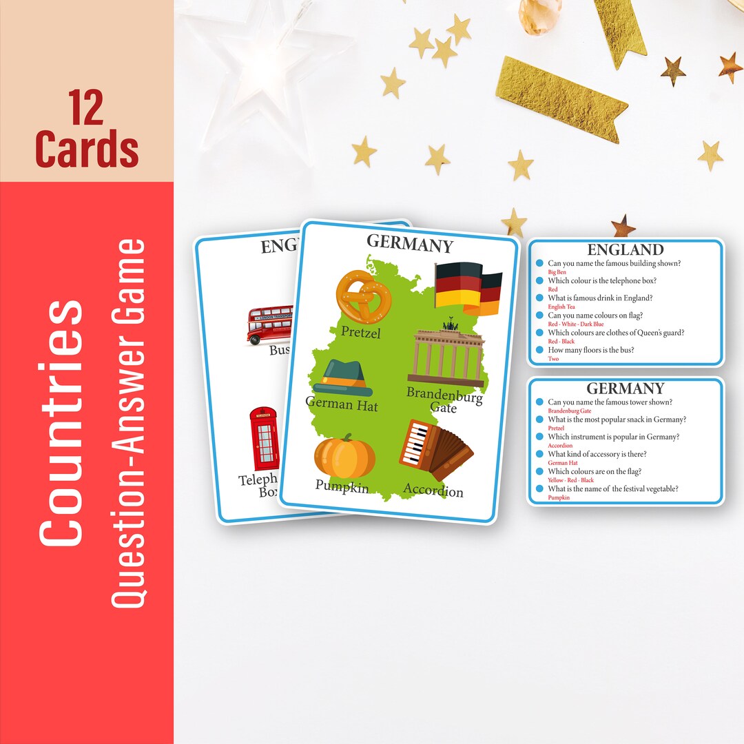 Countries Question-answer Game Cards: Montessori Learning (PDF) - Etsy